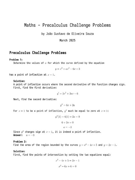 Precalculus Challenge Problems White Pages Pdf