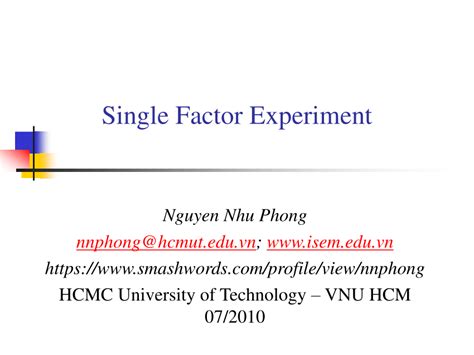 Pdf Single Factor Experiment