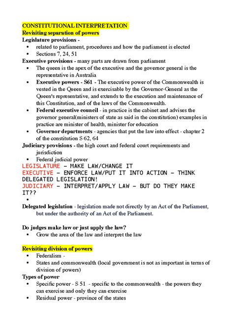 Week 2 Interpreting The Law Constitutional Interpretation Revisiting Separation Of Powers