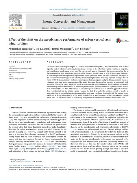 Pdf Effect Of The Shaft On The Aerodynamic Performance Of Urban