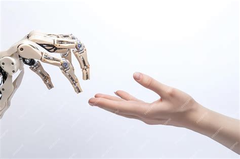 Premium Ai Image A Hand Reaching Out Towards A Robot Hand Artificial