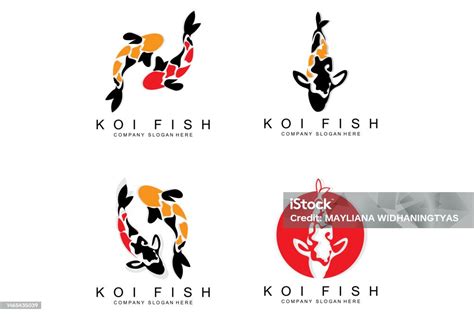 잉어 물고기 로고 디자인 장식 물고기 벡터 수족관 장식 일러스트 레이 션 브랜드 제품 강에 대한 스톡 벡터 아트 및 기타 이미지 강 금붕어 낚시 Istock