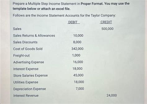 Solved Prepare A Multiple Step Income Statement In Proper