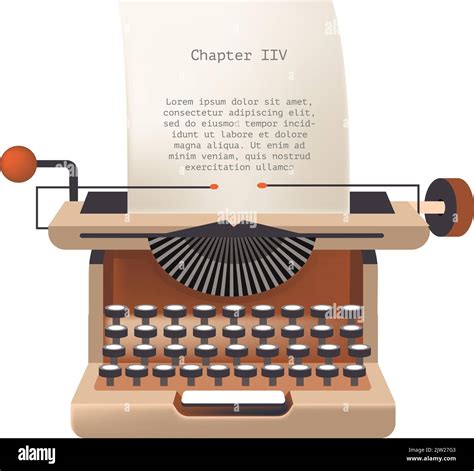 Vintage Typing Machine With Chapter In Process Stock Vector Image And Art