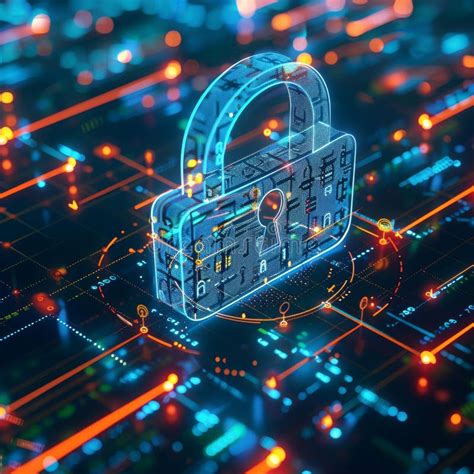 Lock Icon In Translucent Cloud On Neon Grid Digital Abstract Backdrop
