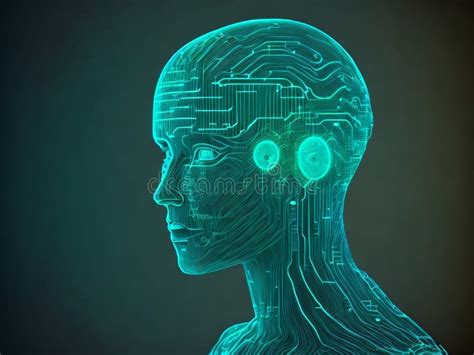 Artificial Intelligence Human Head Outline With Circuit Board Inside Technology And