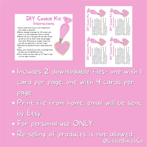 Diy Cookie Decorating Kit Instructions Card Digital Download For