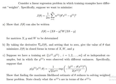 Solved Consider A Linear Regression Problem In W Solutioninn