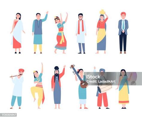 인도의 다른 캐릭터 댄서이자 사업가 여성 음악가이자 집주인 전통 의상을 입은 귀여운 플랫 아시아인 최근 벡터 세트 등장인물에 대한 스톡 벡터 아트 및 기타 이미지 Istock