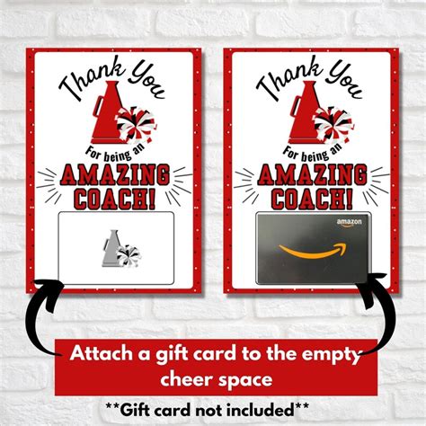 Cheer Coach Thank You Card T Card Holder Coach Appreciation Cheer