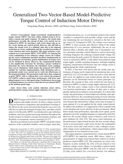 Pdf Generalized Two Vector Based Model Predictive Torque Control Of