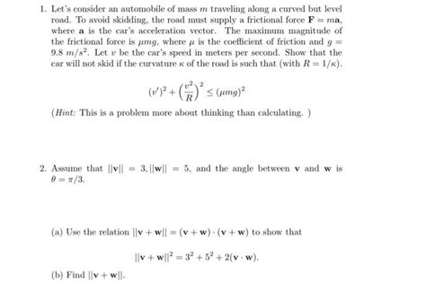 1 Let S Consider An Automobile Of Mass M Traveling Chegg
