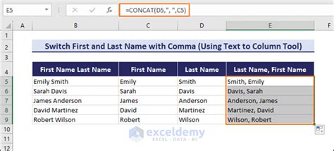 How To Switch First And Last Name In Excel With Comma