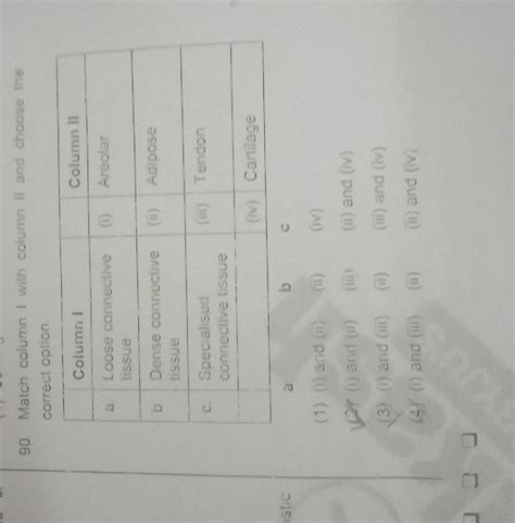 90 Match Column I With Column II And Choose The Correct Option Filo