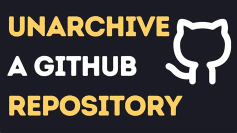 How To Unarchive A GitHub Repository YouTube