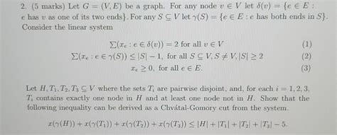 Solved Marks Let G V E Be A Graph For Any Node Vv Chegg