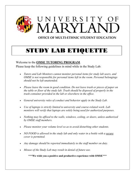 Study Lab Etiquette Office Of Multi
