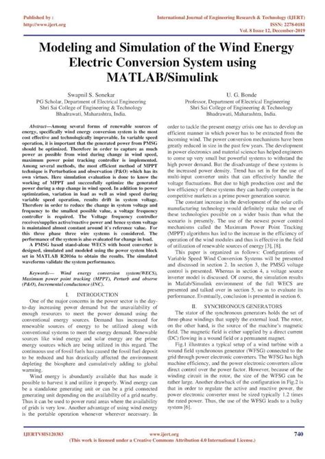 Pdf Modeling And Simulation Of The Wind Energy Electric