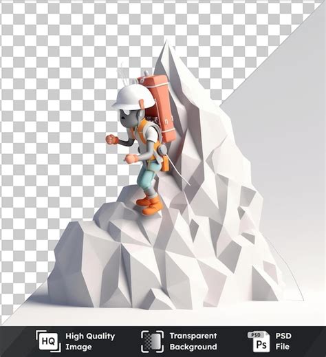 Premium Psd Transparent Background Psd D Mountain Climber Cartoon Scaling A Challenging Peak