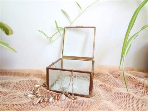 Vintage Glass And Brass Jewelry Box