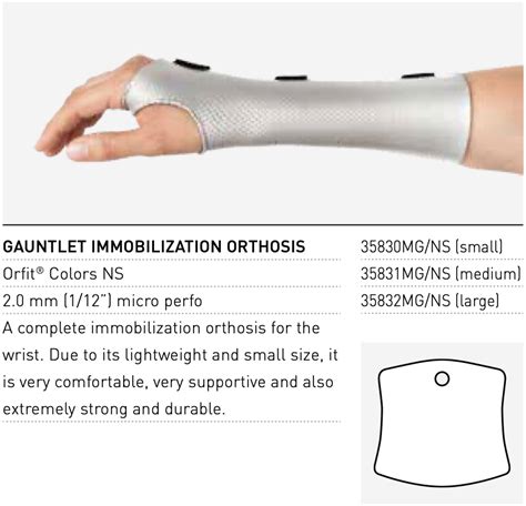 Orfit Colours Ns Precuts Gauntlet Immobilisation Orthosis Ws Medical