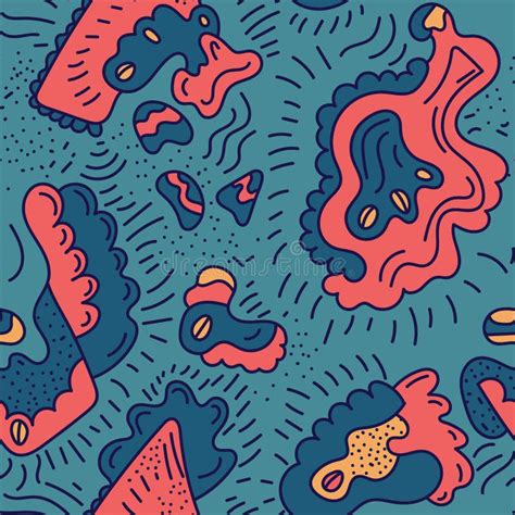 Abstract Unusual Seamless Artwork With Surreal Hand Drawn Pattern Stock Vector Illustration Of