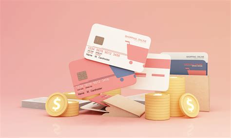 신용 카드에 쇼핑 온라인 디자인의 클로즈업 분홍색 배경에 고립 된 온라인 서비스와 템플릿 모형 은행 신용 카드를 부과 디지털