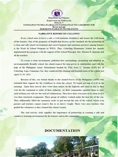 Narrative Report Army Rabuz Pdf Natural Environment Environment