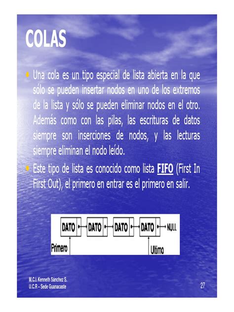 Estructuras De Datos Colas Y Pilas Pdf Cola Tipo De Datos Abstractos Puntero