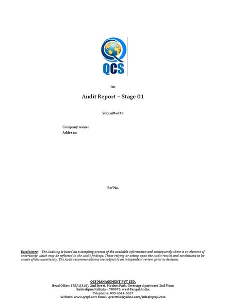 Stage 1 Audit Report Pdf Auditors Report Audit