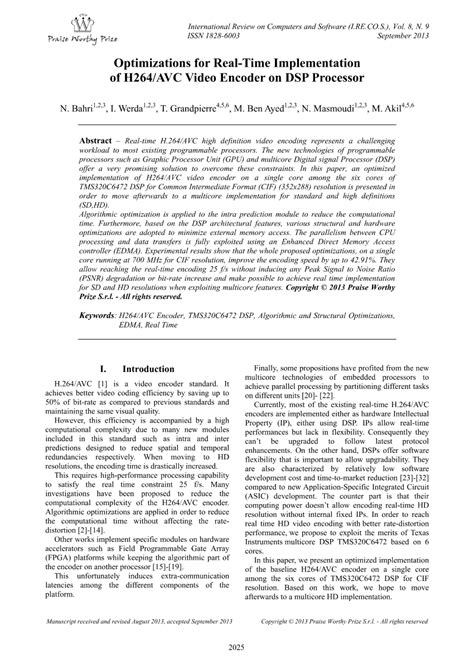 pdf optimizations for real time implementation of h264 avc video