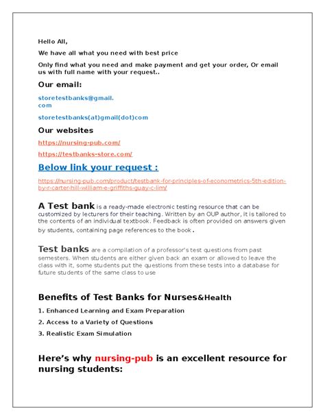 Instructor Resources Testbank For Principles Of Econometrics 5th Edition By R Carter Hill