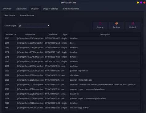 Cannot Manage BTRFS Snapshot Rollback Btrfs Assistant Garuda Linux