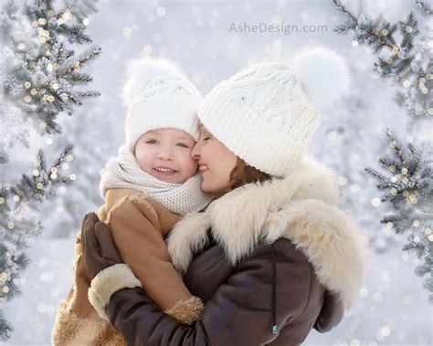 Ashe Design 16x20 Digital Backdrop Set Snowy Bokeh Ashedesign