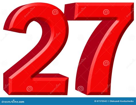 Numeral Twenty Seven Isolated On White Background D Render Stock