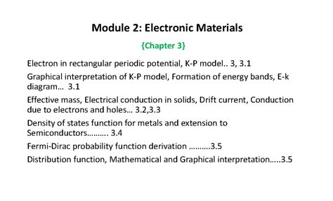 Module 2 Part 1a Electron In Rectangular Periodic Potential K P Model 3 3 Graphical
