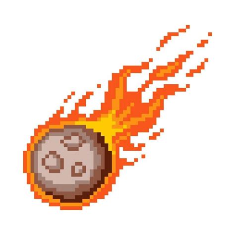 Pixel Art Meteor Falls World On Fire Fiery Explosion Flames
