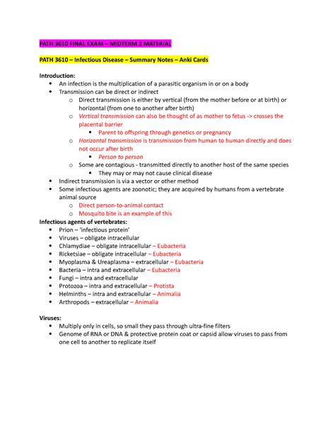 PATH 3610 Final EXAM Midterm 2 Material PATH 3610 FINAL EXAM