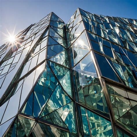 Modern Abstract Architecture Faceted Glass Facade Reflecting The