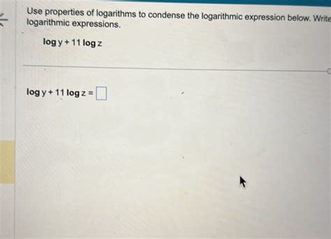 Use properties of logarithms to condense the | StudyX