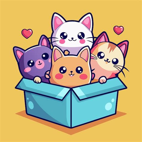 Una Caja Con Un Gato De Dibujos Animados Y Una Caja Con Las Palabras