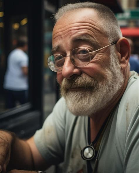 Premium Photo Old Bearded Man With Glasses