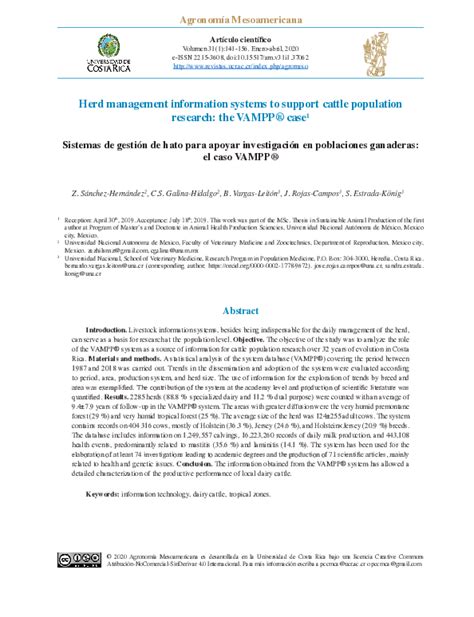 Pdf Herd Management Information Systems To Support Cattle Population