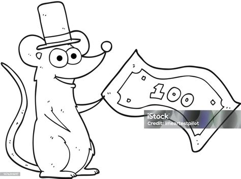 Dessin À Main Levée Noir Et Blanc Dessin Animé Souris Riche Vecteurs