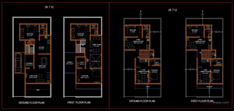 Row House Design Plans And Elevations Autocad File Dwg