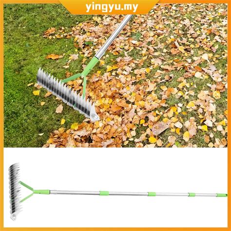 Thatch Rake Double Sided Lawn Thatching Rake With 669 Inches Stainless Steel Handle Efficient