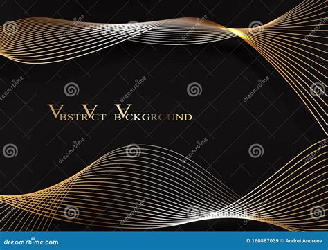 Abstract Gold Waves Design Shiny Golden Moving Lines Design Element With Glitter Effect On Dark