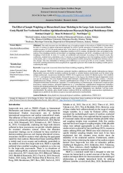 Pdf The Effect Of Sample Weighting On Hierarchical Linear Modeling In The Large Scale