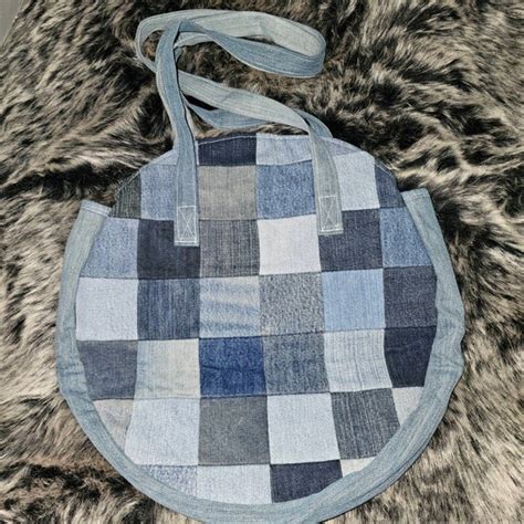 Light Blue Denim Crossbody Bag Recycled Jean Bag Womens T