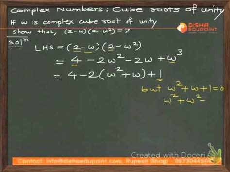 Complex Numbers IV Cube Roots Of Unity YouTube